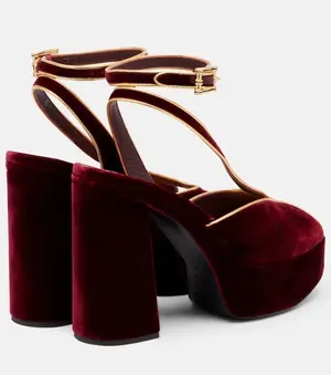 Etro 120 Velvet Platform Sandals - Burgundy