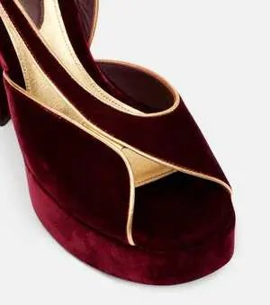 Etro 120 Velvet Platform Sandals - Burgundy