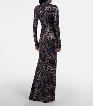 Etro Sequined Turtleneck Gown