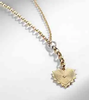 FOUNDRAE Radiating Heart Diamond Pendant Necklace