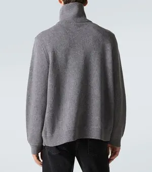 FRAME Wool And Cotton Half-zip Sweater - Grey