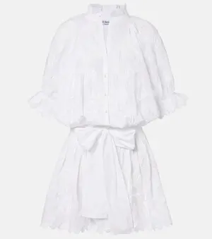 JULIET DUNN Embroidered Cotton Minidress - White