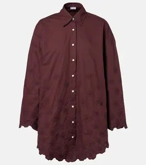 JULIET DUNN Embroidered Cotton Shirt - Brown