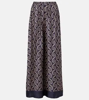 Faithfull The Brand Jensen Printed Satin Wide-leg Pants - Blue
