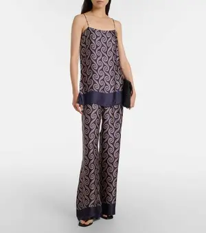 Faithfull The Brand Jensen Printed Satin Wide-leg Pants - Blue
