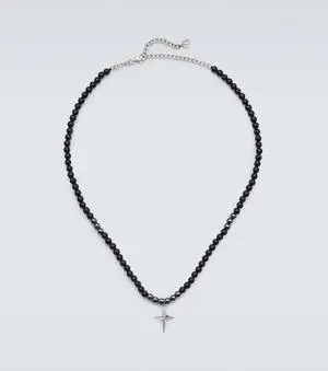 SYDNEY EVAN Star Beaded Necklace With Diamonds - Black