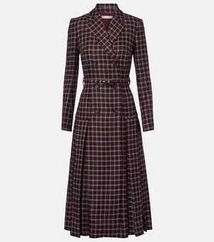 Brown Houndstooth Midi Dresses