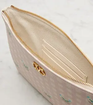 Valentino Garavani Vlogo Medium Printed Leather Pouch - Pink