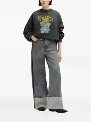 GANNI Graphic-print Sweatshirt - Grey