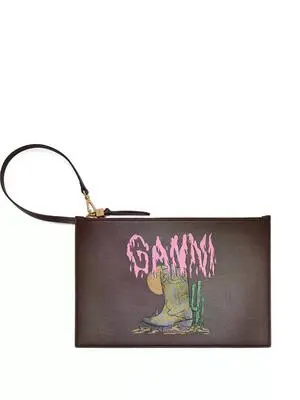 GANNI Zip Graphic Clutch