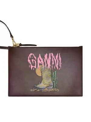 GANNI Zip Graphic Clutch