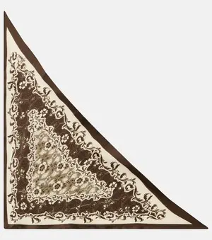 ALEMAIS Violet Floral Silk Scarf - Brown