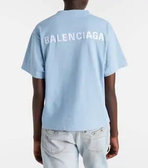 Balenciaga Logo Embroidered Cotton T-shirt