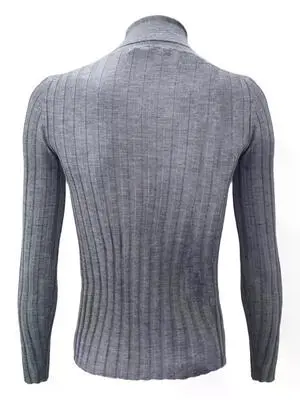 LA ROSE Turtleneck Ribbed Sweater - Grey