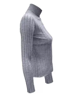 LA ROSE Turtleneck Ribbed Sweater - Grey