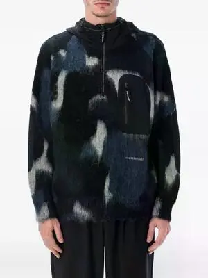 AND WANDER Hooded Zip Sweater - Blue