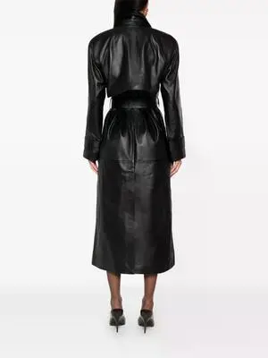 DUCIE Corrin Buttoned Belted Leather Trench
