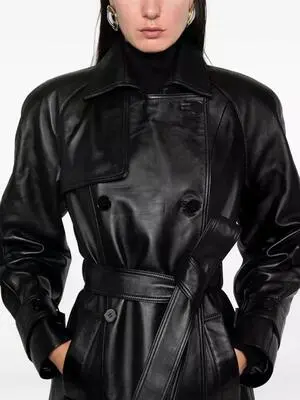 DUCIE Corrin Buttoned Belted Leather Trench