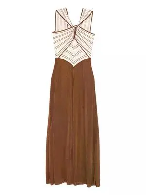 Zimmermann Cross-front Striped Dress - Brown