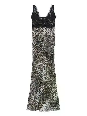 Gcds Lace Leopard Print Dress - Brown