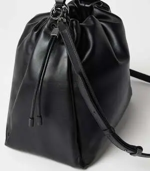 Brunello Cucinelli Leather Mellow Bucket Bag - Black