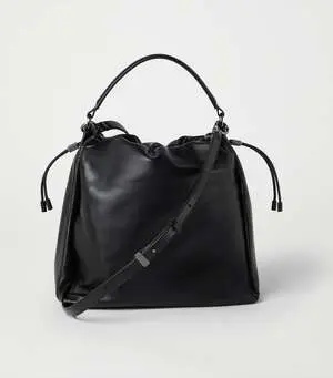 Brunello Cucinelli Leather Mellow Bucket Bag - Black
