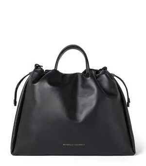 Brunello Cucinelli Leather Mellow Bucket Bag