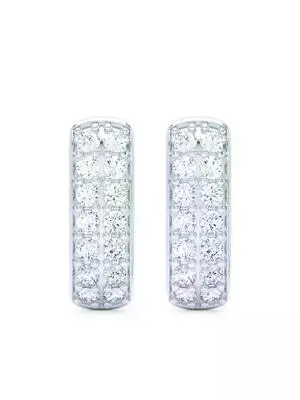 LOEV 14k White Gold Diamond Huggie Earrings - Silver