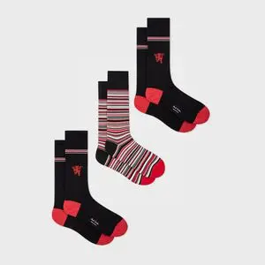 Paul Smith Manchester United Stripe And Plain Socks Three Pack - Multicolour