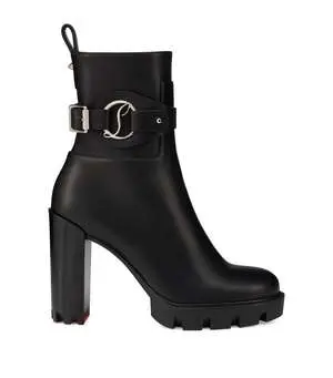 CHRISTIAN LOUBOUTIN Dianouchette Lug Leather Ankle Boots - Black