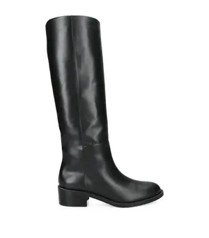 AQUAZZURA Leather Sellier Knee High Boots - Black