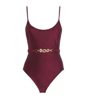 Zimmermann Belted Scoop-neck Swimsuit - Red