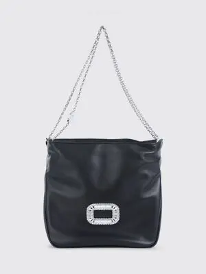 ROGER VIVIER Roger Vivier Pilgrim Jewel Buckle Mini Nappa Leather Bucket Bag Black