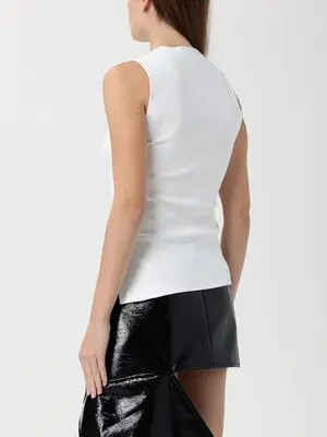 COURREGES Ribbed Tank Top With Asymmetrical Neckline - White