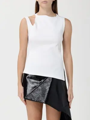 COURREGES Ribbed Tank Top With Asymmetrical Neckline - White