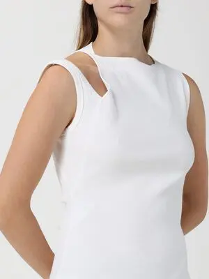 COURREGES Ribbed Tank Top With Asymmetrical Neckline - White