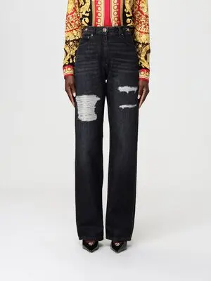 Versace Wide Leg Distressed Jeans