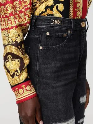 Versace Wide Leg Distressed Jeans