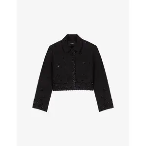Maje Sequin-embellished Stretch-woven Jacket