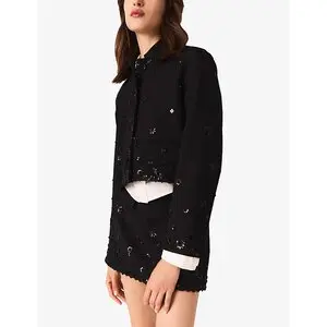 Maje Sequin-embellished Stretch-woven Jacket