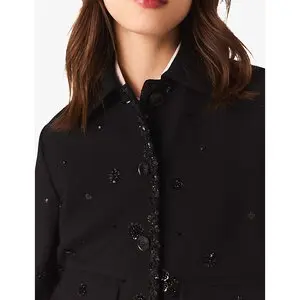 Maje Sequin-embellished Stretch-woven Jacket