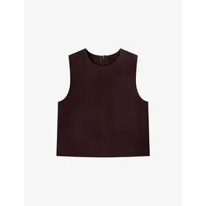 RO&ZO Sleeveless Cropped Suede Shell Top