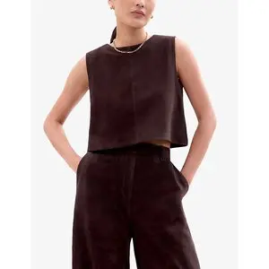 RO&ZO Sleeveless Cropped Suede Shell Top