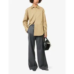 THE FRANKIE SHOP Wide-leg Wool-blend Trousers - Grey Melange