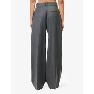 THE FRANKIE SHOP Wide-leg Wool-blend Trousers - Grey Melange