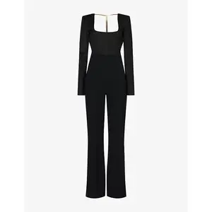 Galvan Liquid Chain Straight-leg Woven Jumpsuit - Black