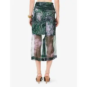 Dries Van Noten Silk-blend Midi Skirt