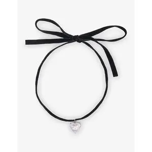 Maje Heart-pendant Velvet Choker Necklace - Black