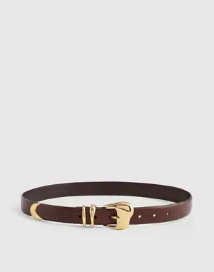 Madewell Sculpted Wavy-buckle Leather Belt - Chocolate Raisin