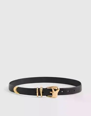 Madewell Sculpted Wavy-buckle Leather Belt - True Black